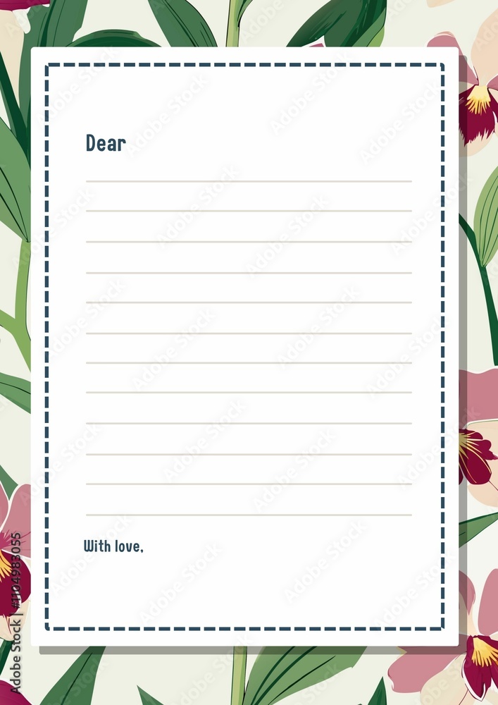 Beautiful floral writing paper in a digital format, perfect for letters ...