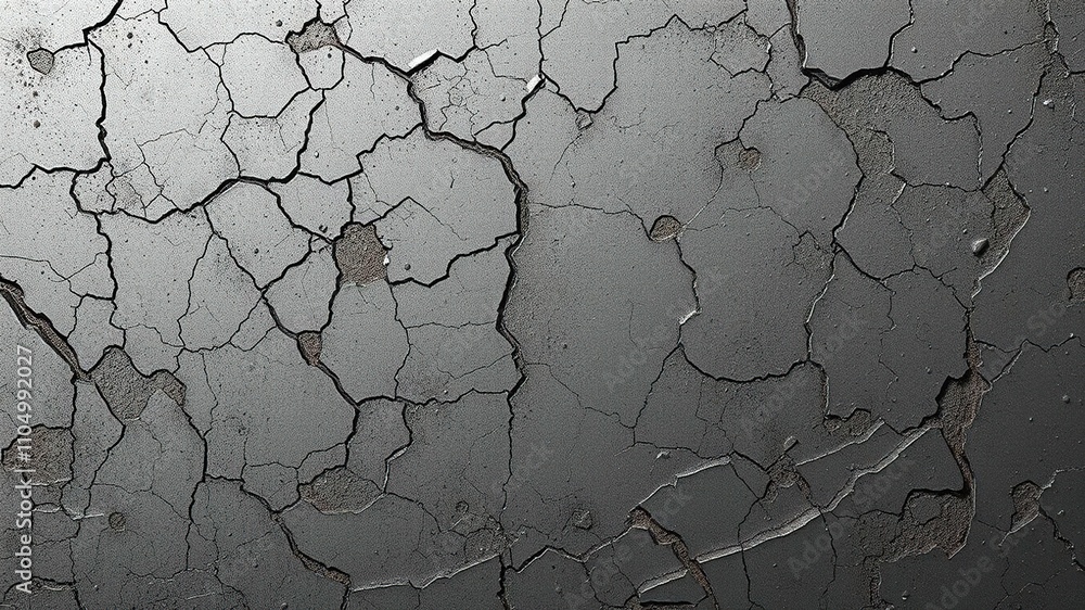 Abstract metal texture with scattered cracks and fissures, cracked ...