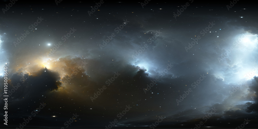 Ilustración de Stock 360 degree fantasy space nebula. Giant ...