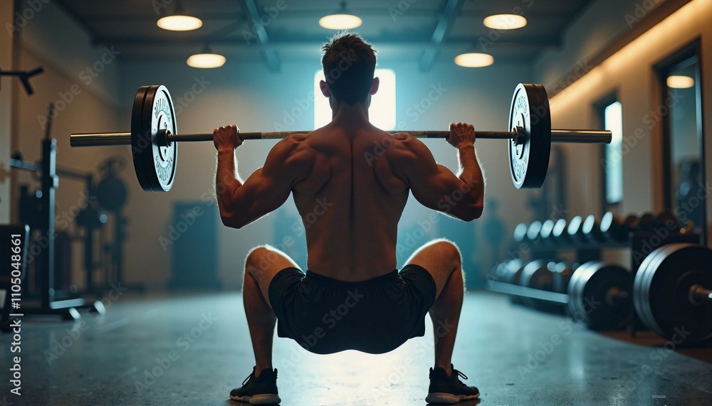 Strength and determination shine during an intense squat workout in a ...