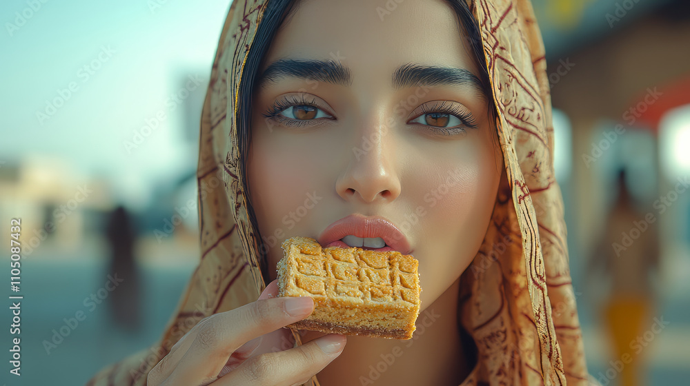 frontal shot, a middle eastern woman wearing a traditional saudi attire ...