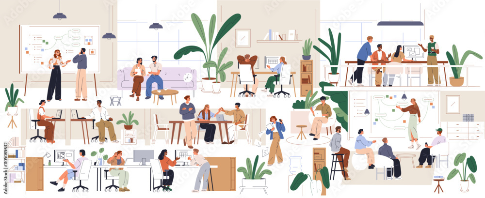 Office interior, modern open space. Professional workspace with ...