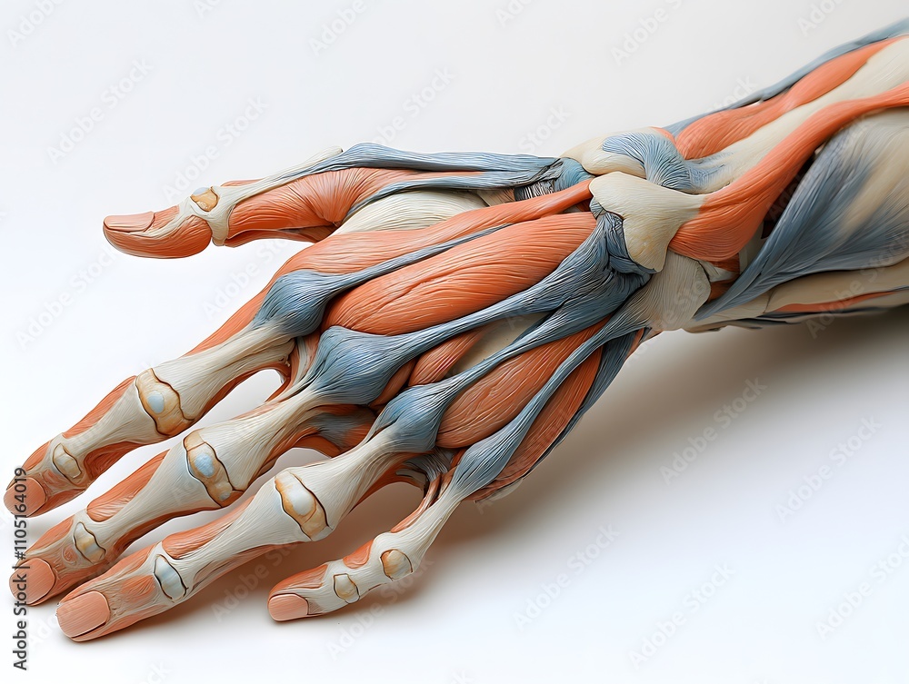 Detailed anatomical foot and ankle skeleton model showing bones joints ...