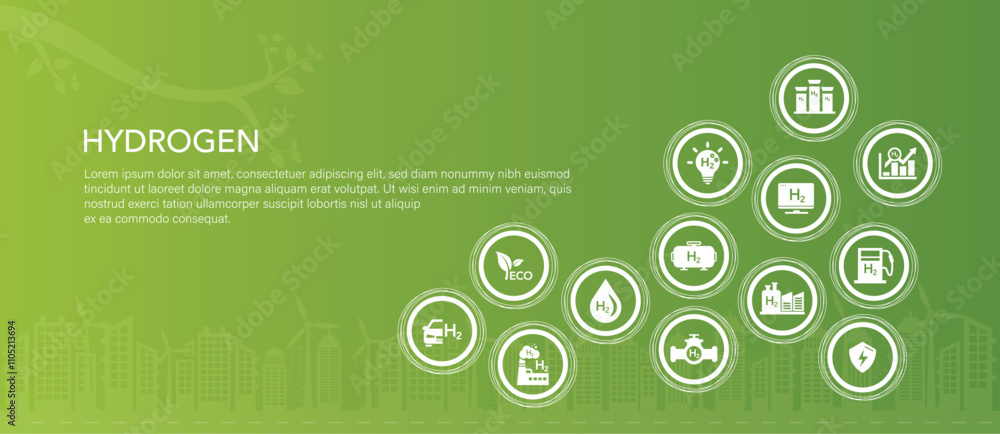 Hydrogen energy vector illustration. Concept environment, eco friendly ...
