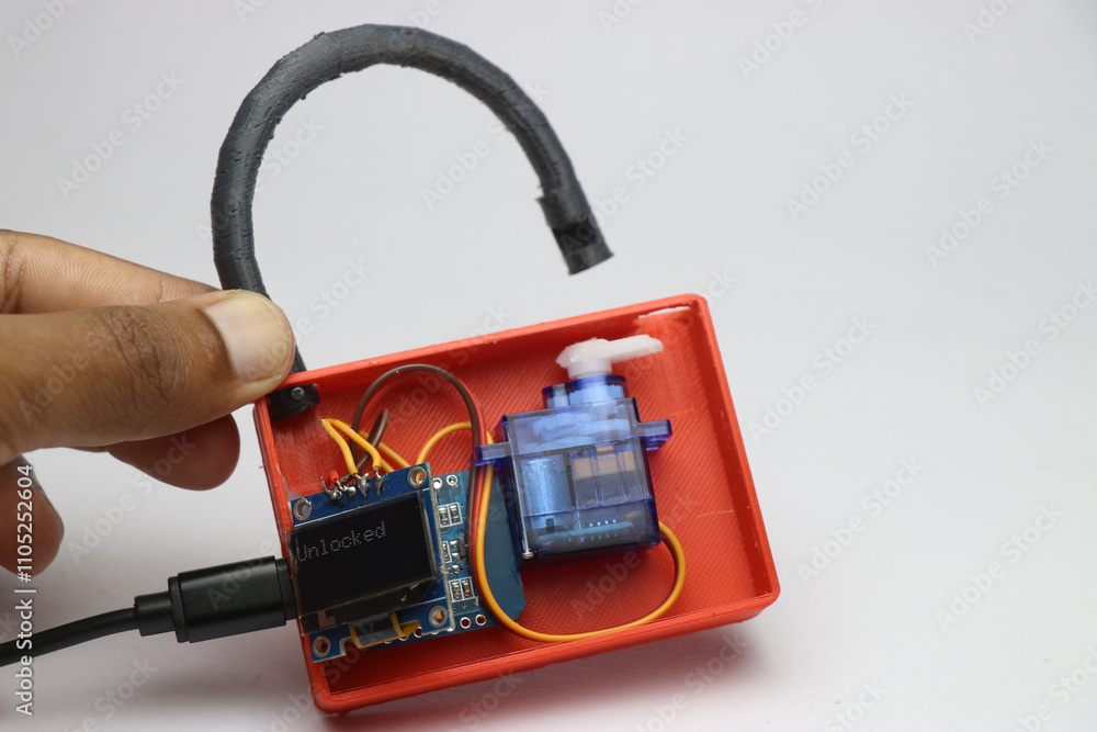 Lock made using 3d printed technology controlled by microcontroller and servo with OLED display ...