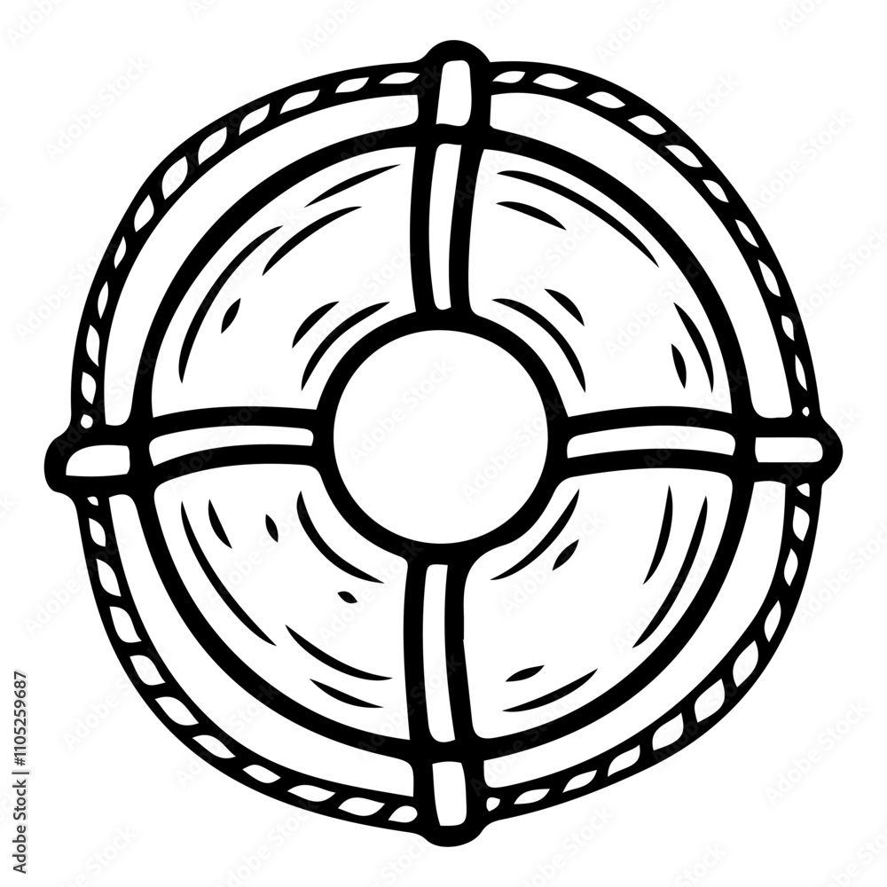 Lifebuoy hand drawn doodle. Ship equipment. Item to help drowning ...