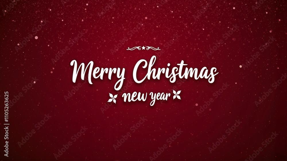 Merry Christmas New Year in cursive white text on a deep red background ...