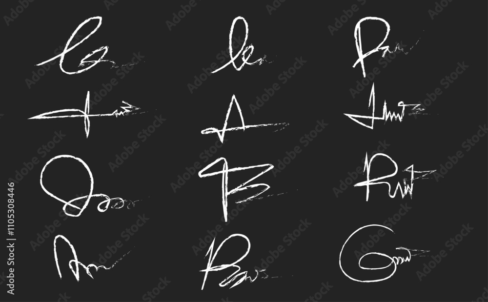 signature crayon brush stroke chalk underline. Vector illustration ...