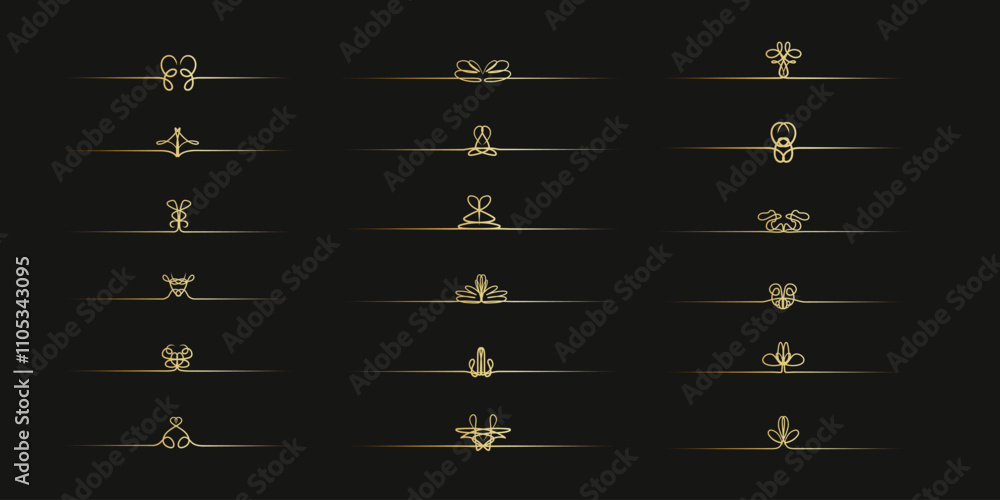 Luxury gold text dividers set. Vintage golden line separators, ornament ...