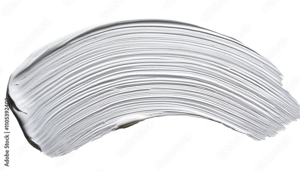 Isolated textured white paint brush stroke in arch shape on transparent ...