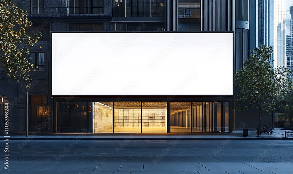 Large horizontal blank advertising poster billboard banner mockup in ...