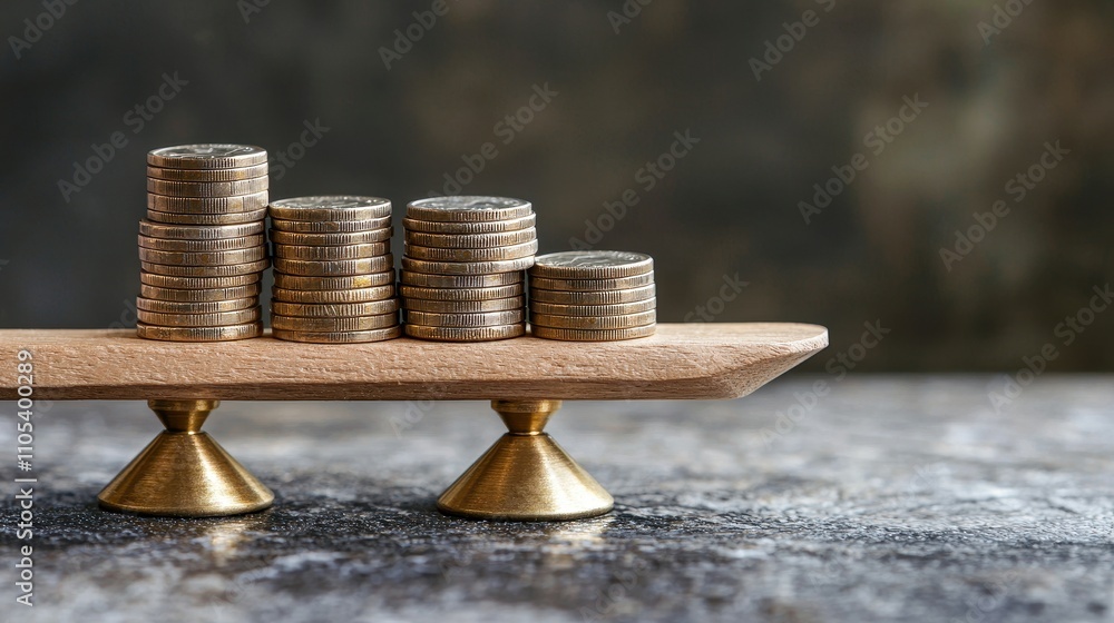 Balancing Coins on a Scale Representing Wealth Management Concepts ...