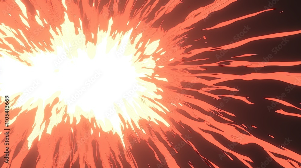 Dynamic explosion with bright, intense fire and energy. A powerful and ...