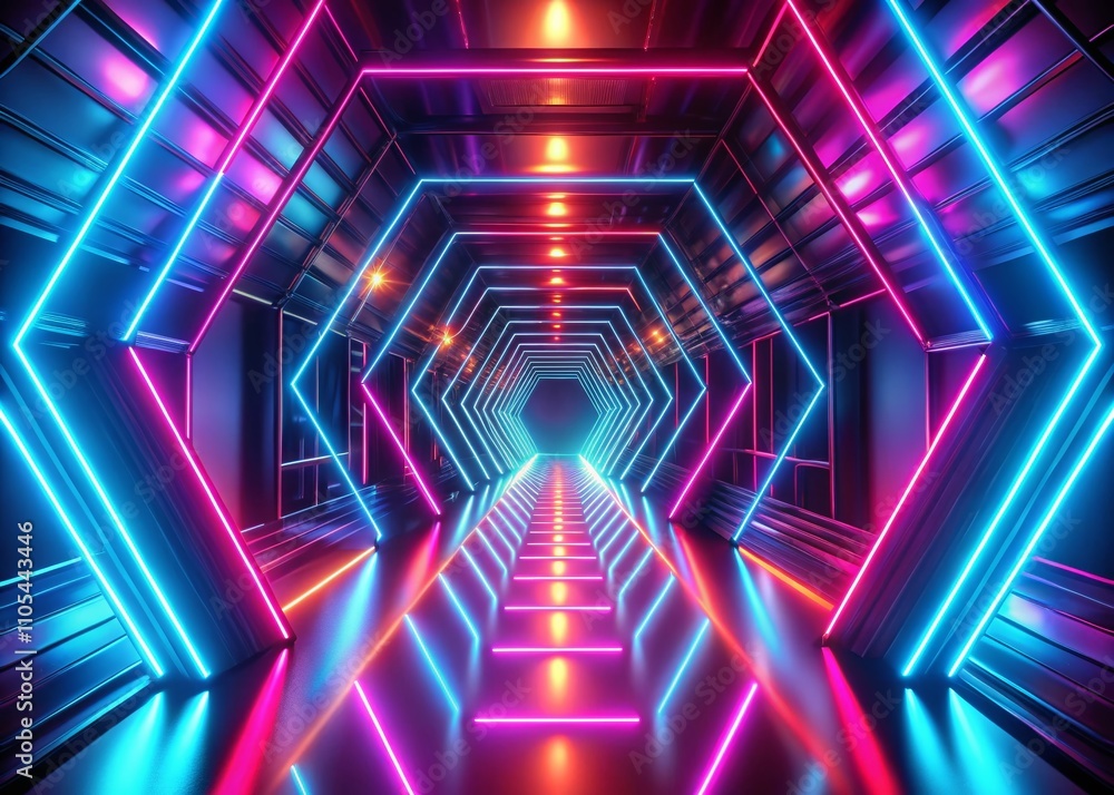Stock-Illustration „Abstract Neon Corridor Animation in 4K – Dynamic ...