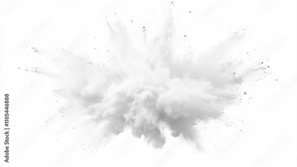 Bright white paint color powder explosion. Gray powder explosion with ...