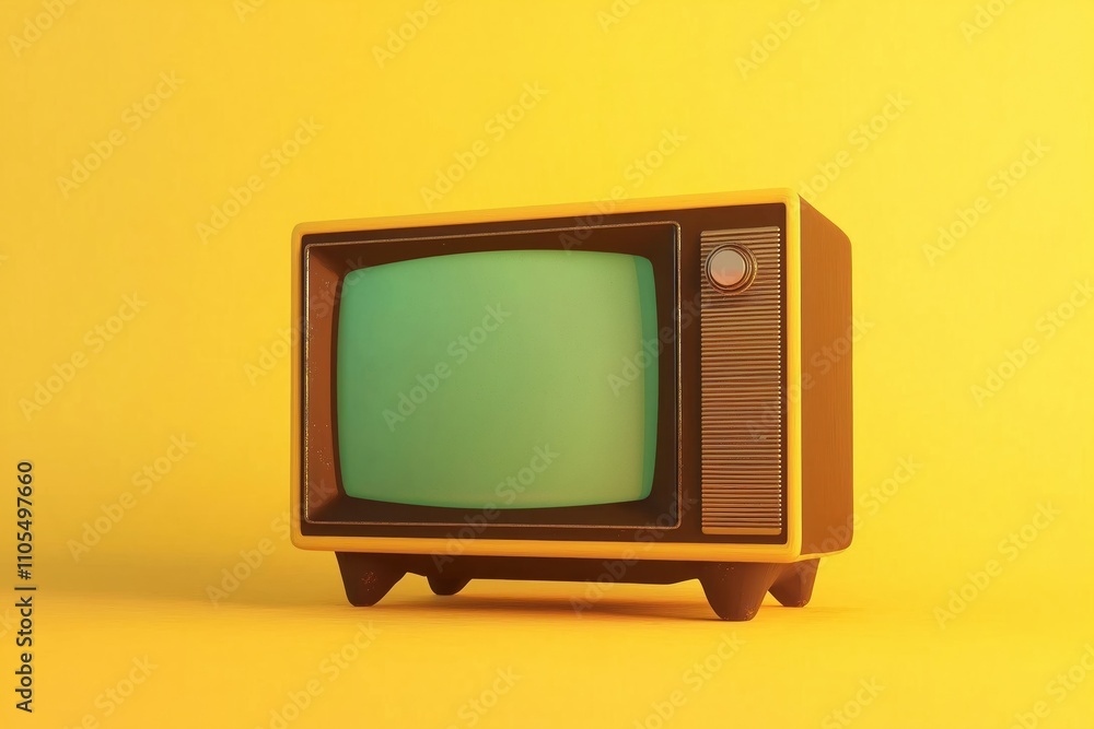 Retro tv on yellow background. Vintage tech style. Modern graphic ...