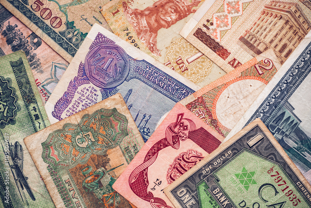 Background from paper money of the different countries.financial ...