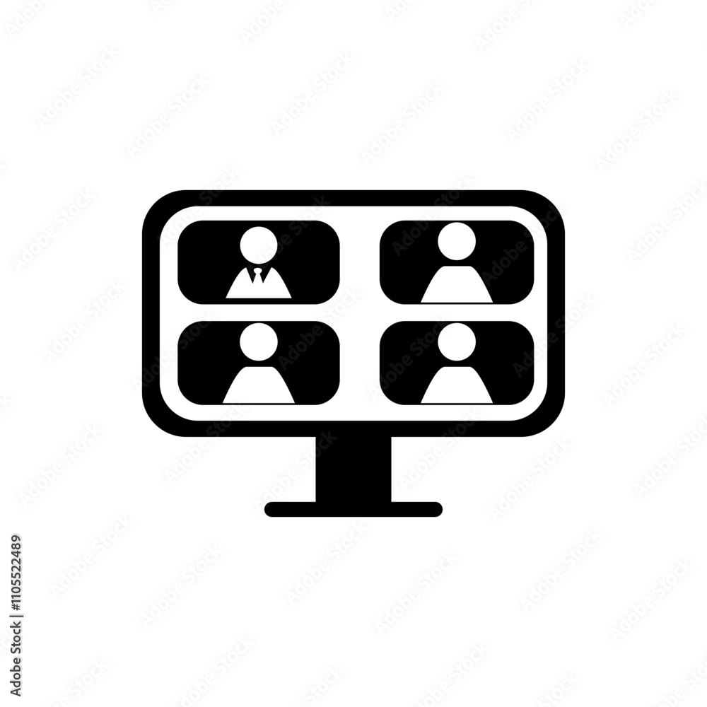 Zoom Online Meeting icon vector, teamwork and collaboration flat vector ...