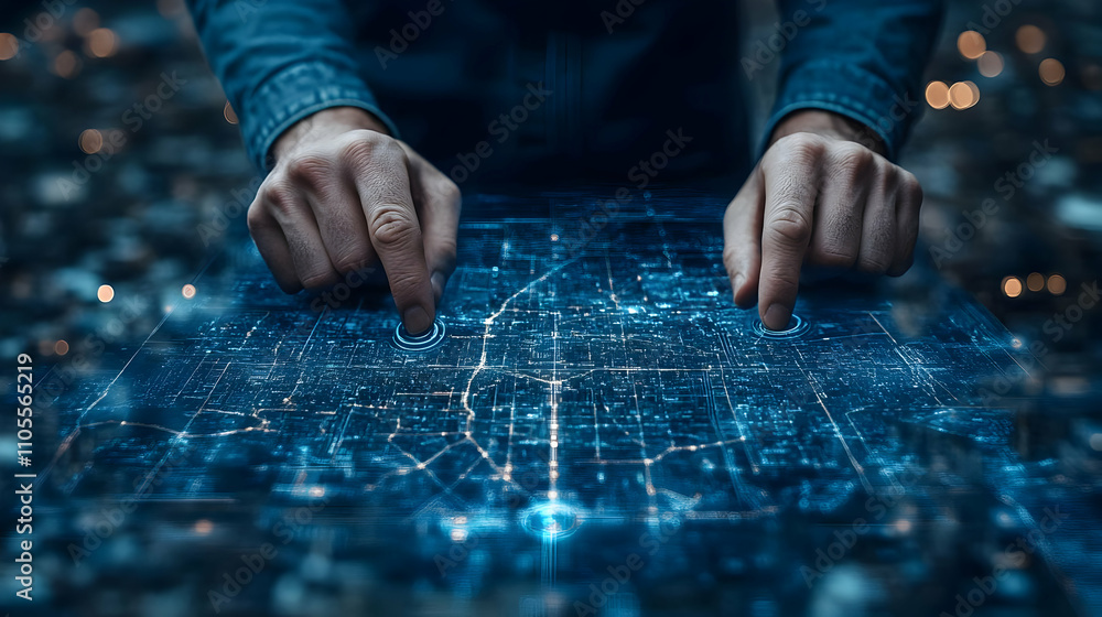 Interactive Digital Map: Exploring Smart City Technology Stock Illustration | Adobe Stock