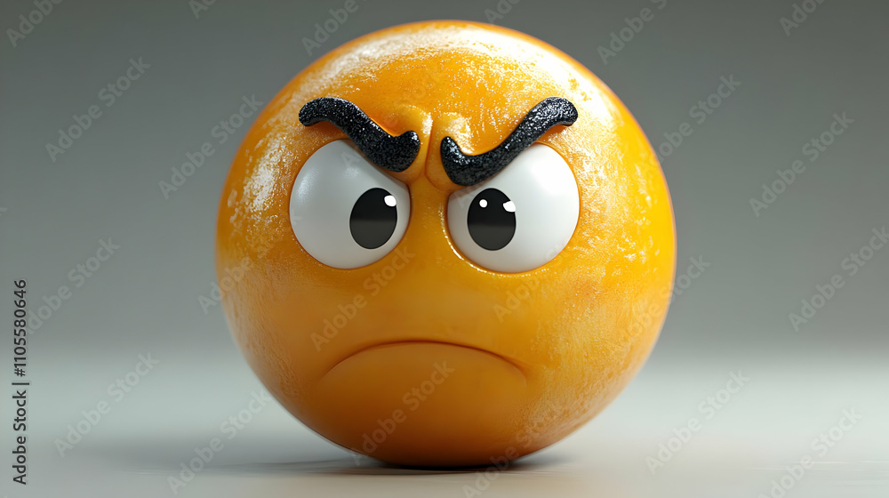 Angry Orange: 3D Model Shows Grumpy Fruit Emotion, Digital Art of ...
