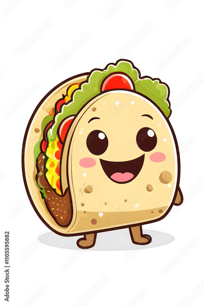 Happy taco character with a big smile, perfect for foodrelated designs ...