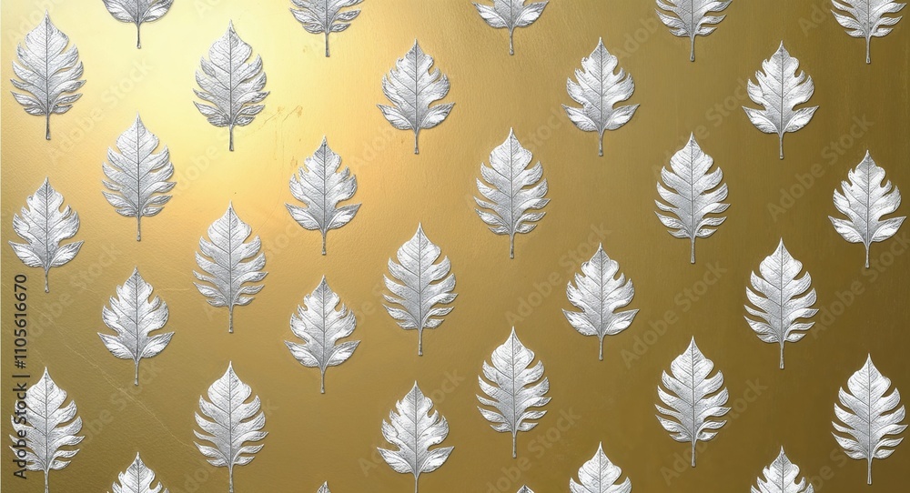 Silver Leaf on Gold background design Stock Illustration | Adobe Stock