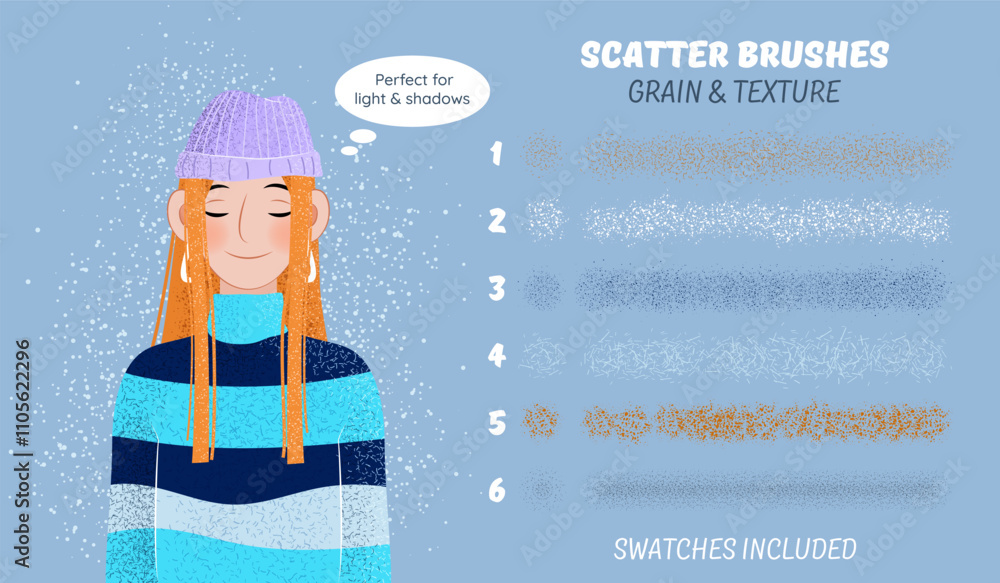 Vector de Stock Grain scatter and texture vector brushes. Grunge ...