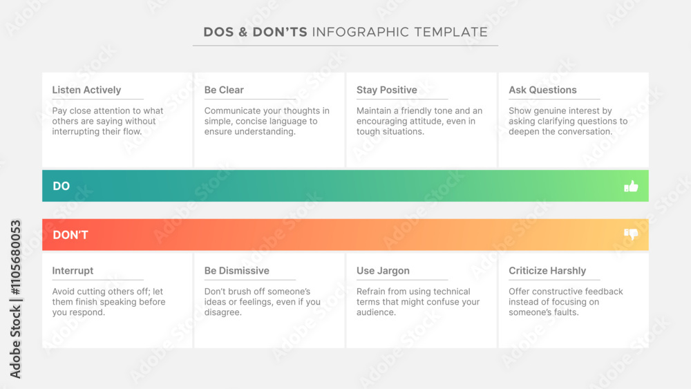 Dos and Don'ts, Pros and Cons, VS, Versus Comparison Infographic Design ...