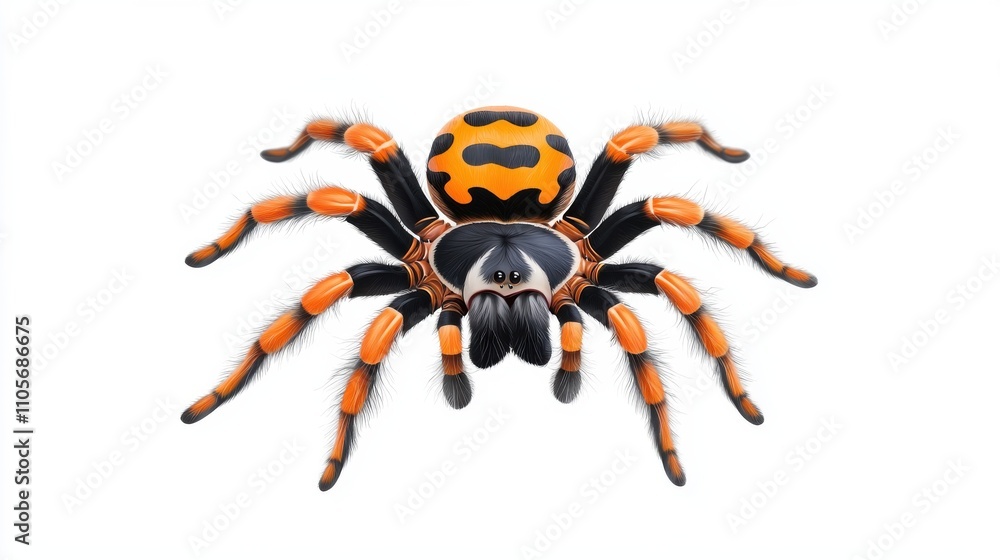 Vibrant Orange and Black Tarantula Spider with Hairy Legs and Fangs in ...