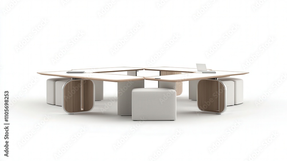 A modular conference table system with adjustable sections, allowing ...