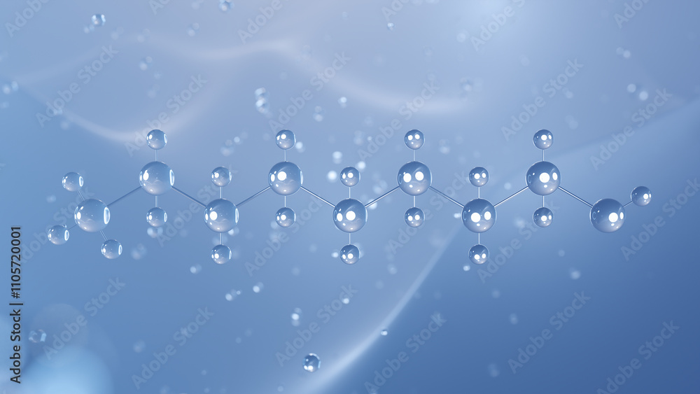 1-octanol molecular structure, 3d model molecule, primary alcohol ...
