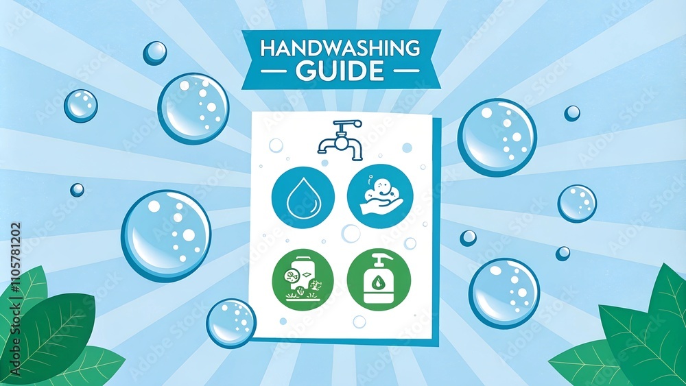 Handwashing Guide Illustration, Steps for Proper Hand Hygiene, Soap and ...