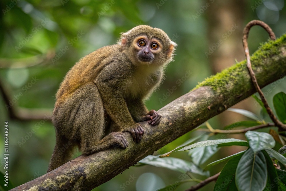 The Gabon talapoin (Miopithecus ogouensis), also known as the northern ...