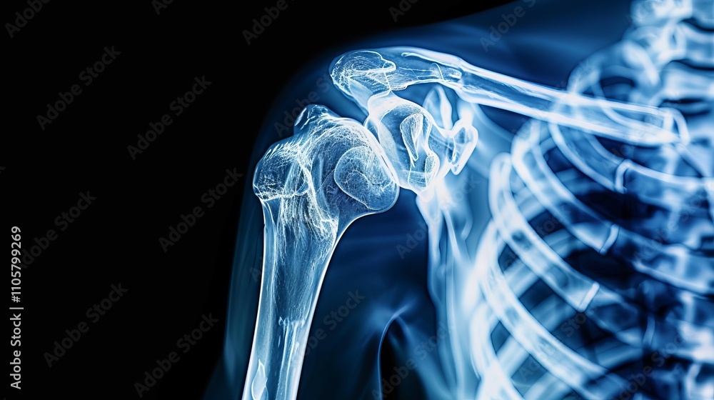High-resolution X-ray image of a human shoulder joint. Concept of ...