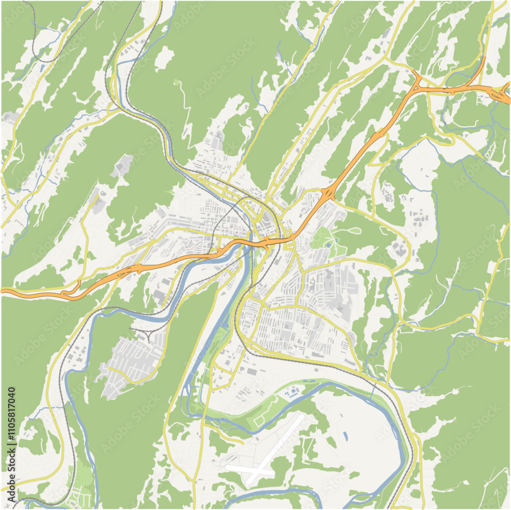 Map of Cumberland in Maryland in a normal road map style. Contains ...