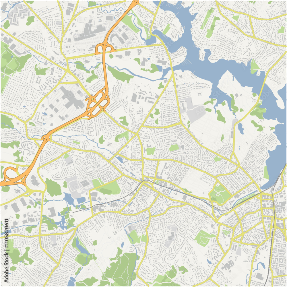 Map of Peabody in Massachusetts in a normal road map style. Contains ...