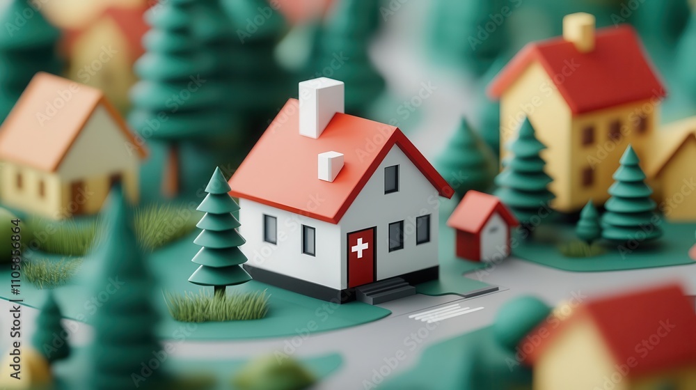 Emergency evacuation map, detailed and accessible, 3D illustration ...