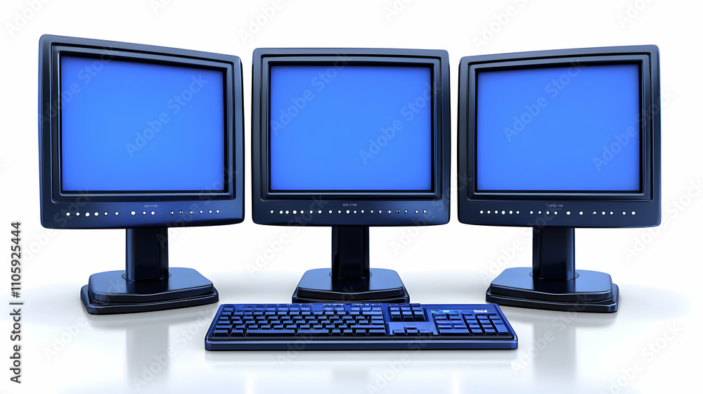 Triple Monitor Computer Setup, A sleek, modern workstation with three ...