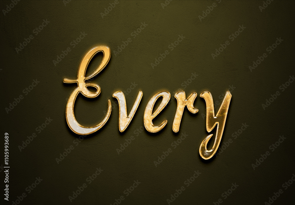 Old gold text effect of word Every with 3D glossy style Mockup. Stock ...