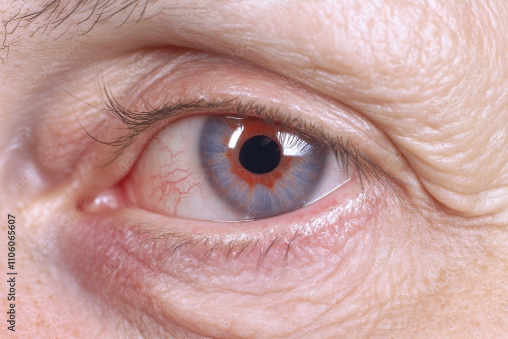 Human Eye with Conjunctivitis extreme close up. Closeup irritated ...