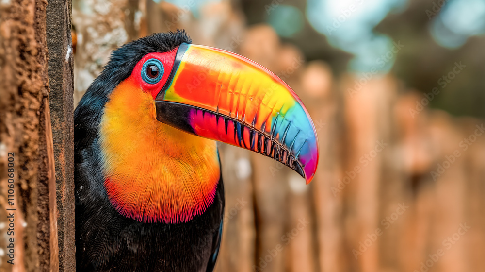 Discover the stunning beauty of a toucan with its rainbow colored beak ...