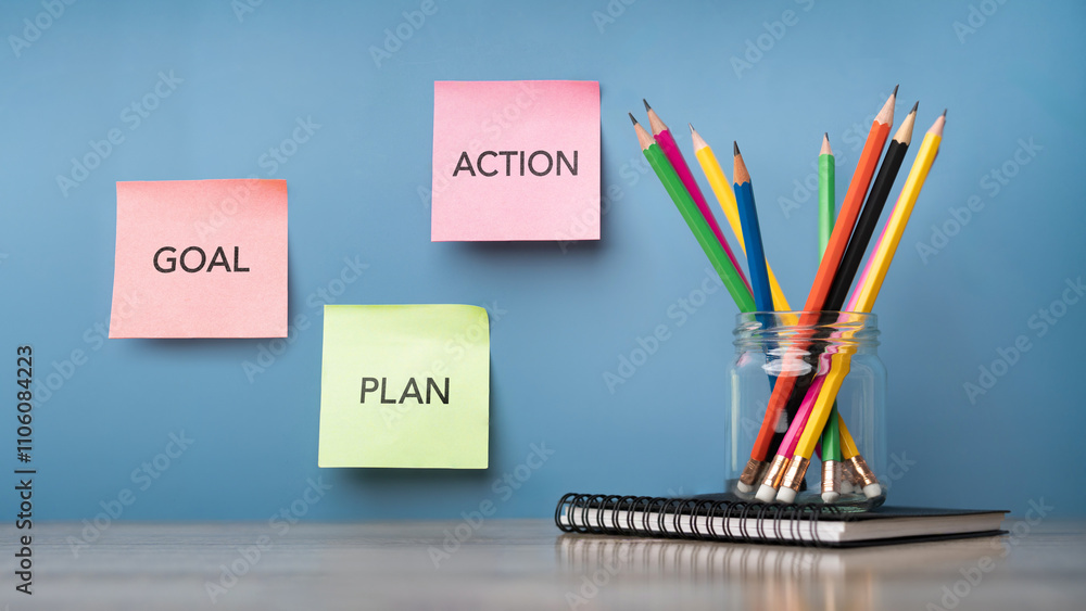 New Year 2025 Concept Plan Goals Actions Sticky Notes Intentions ...