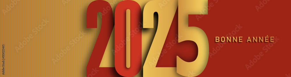 Bonne année - meilleurs vœux 2025 - vecteur pour affiche bannière salutation et célébration du ...