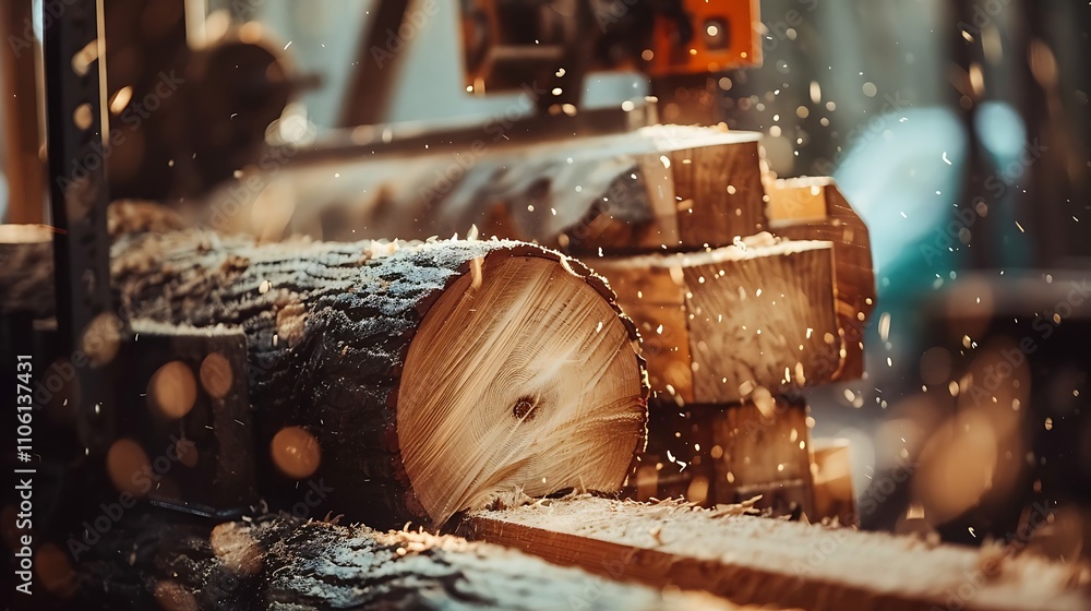 Sawmill process of machining logs in equipment sawmill machine saw saws ...