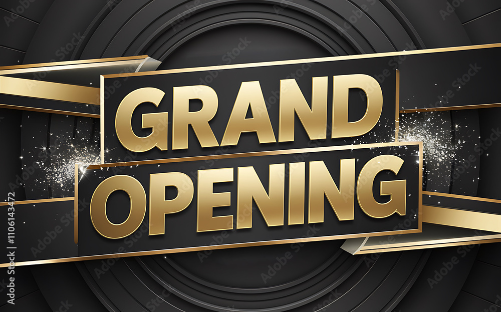 Grand opening template with Golden text on black luxury backround ...