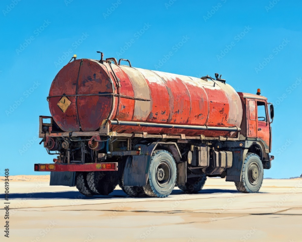Water Tanker Truck. Rear and Side View of Parked Vehicle for Water ...