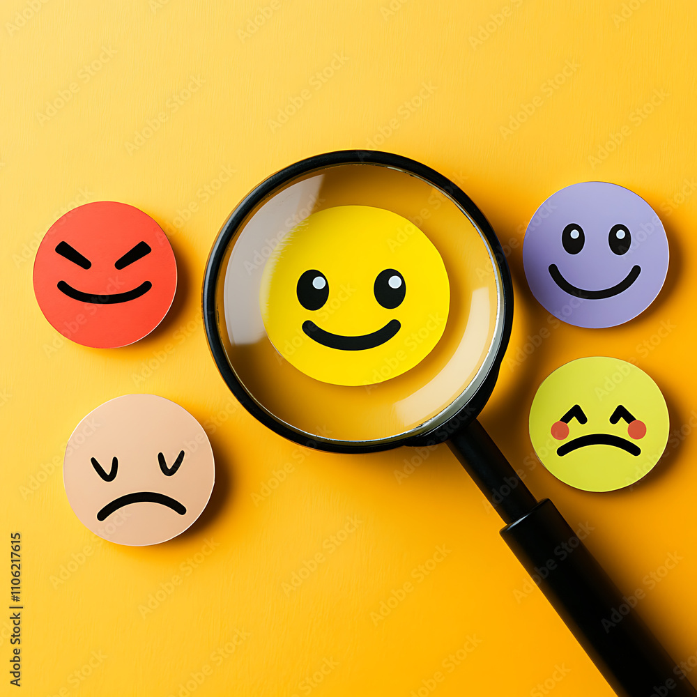 Stock-Illustration „Magnifying Happiness: Finding Positive Feedback. A ...