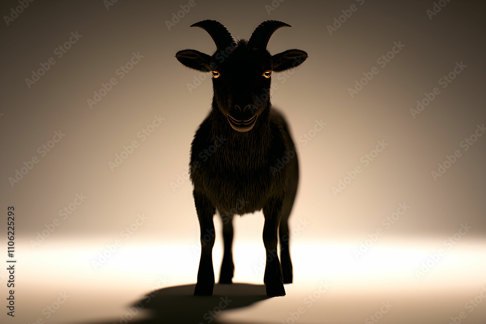 Dark and Mysterious Goat Silhouette with Dramatic Lighting for Artistic ...