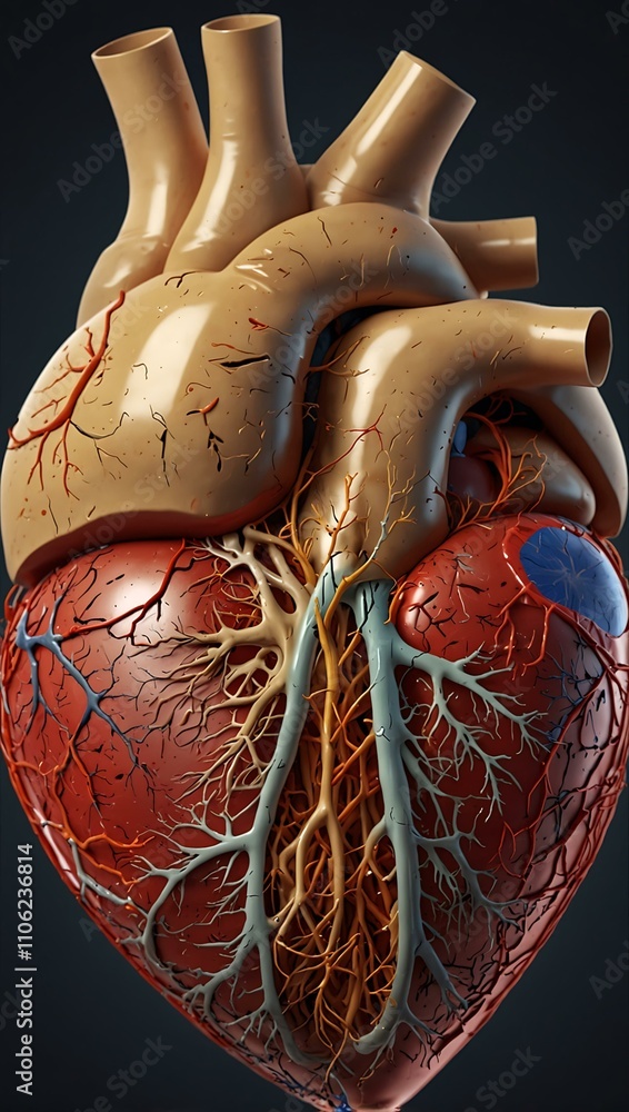 Heart anatomy illustration showing inner chambers and arteries. Stock ...