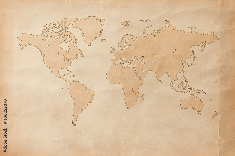 Old map paper with faded sepia tones and an aged texture, showcasing ...